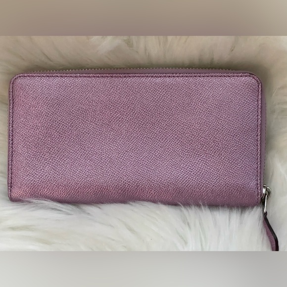 Coach | Bags | Coach Metallic Lavender Zip Around Accordion Wallet ...